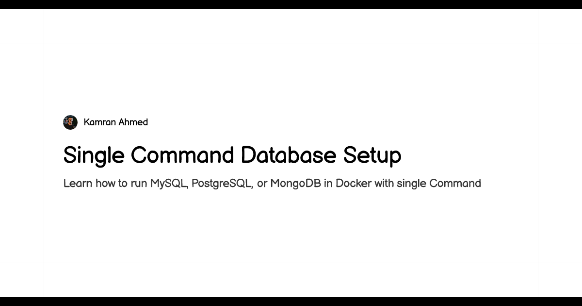 Single Command Database Setup - somefileserver.online